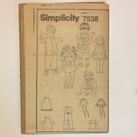 Simplicity | Accessories | Simplicity Pattern 7538 Sizes T 2t 3t | Poshmark